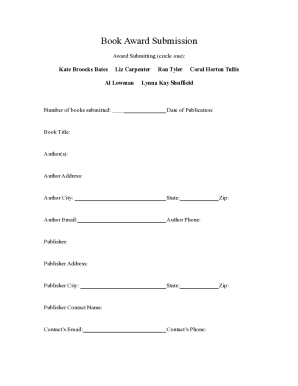 Fillable Online Book Award Submission Form Fax Email Print - pdfFiller