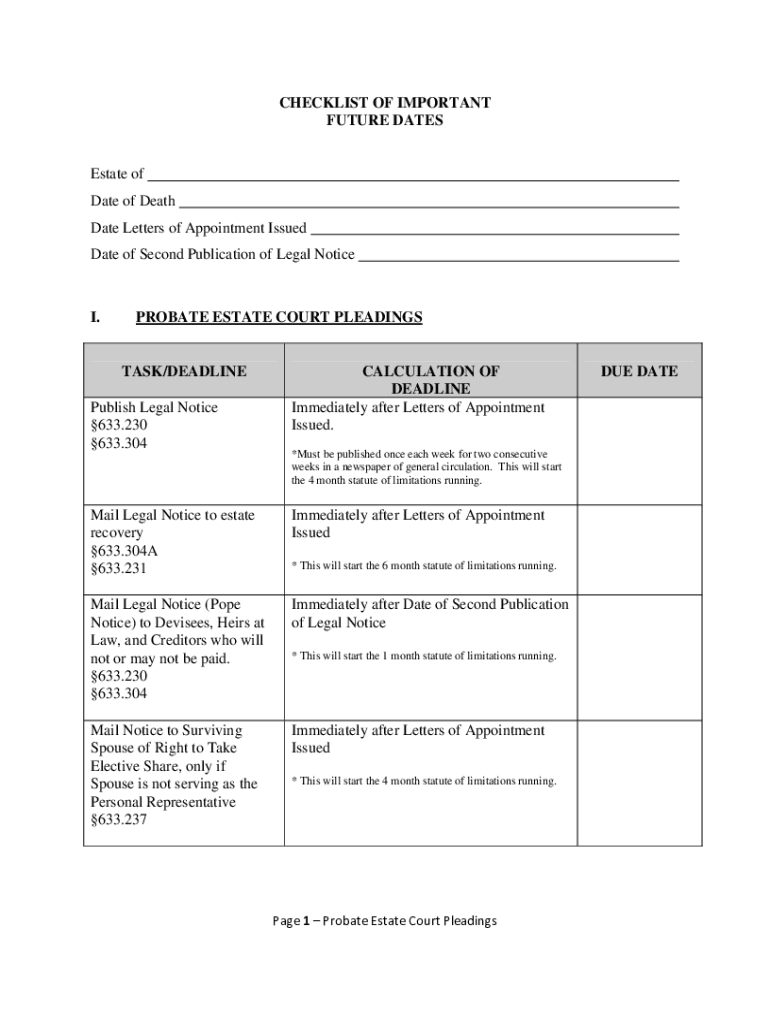 Fillable Online 205 209 45 Taking the First Step: Filing an Estate in ...
