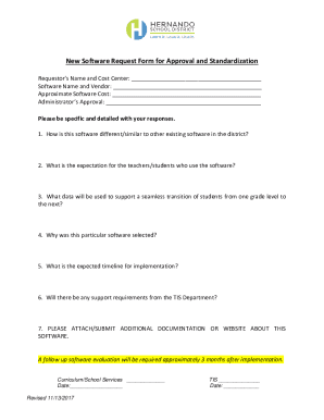 Fillable Online New Software Request Form for Approval and ...