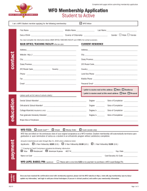 Fillable Online Student Membership Application Form - WLA Fax Email Print - pdfFiller
