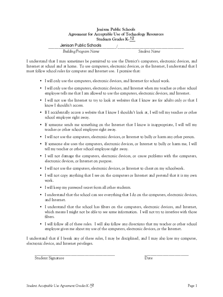 Fillable Online JPS Acceptable Use Agreement Fax Email Print - pdfFiller