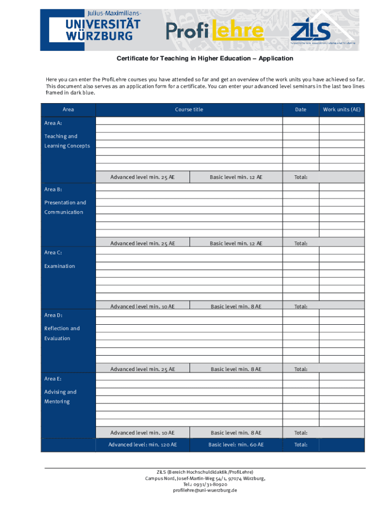 Fillable Online Certificate for Teaching in Higher Education ...