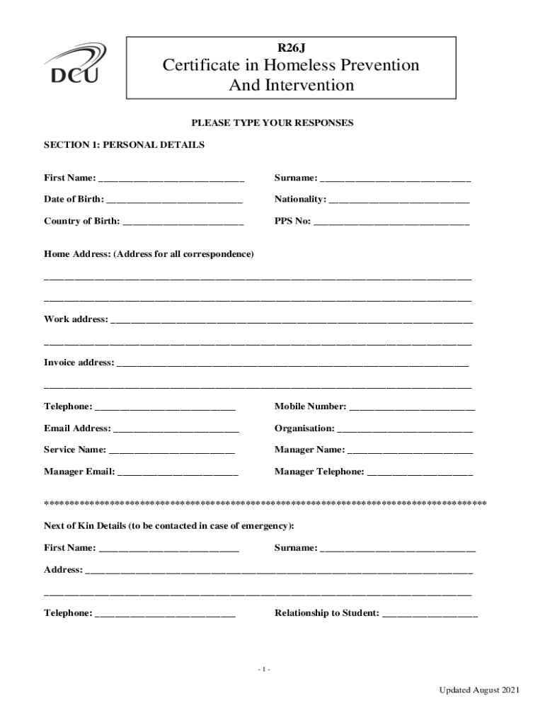Fillable Online Certificate in Homeless Prevention And Intervention Fax ...