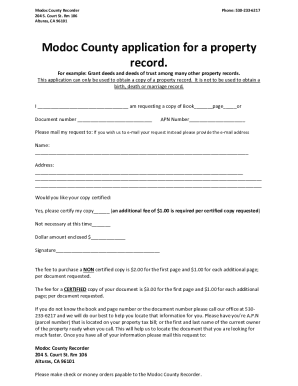 Fillable Online Modoc County Recorder's Office Online Vital Records ...