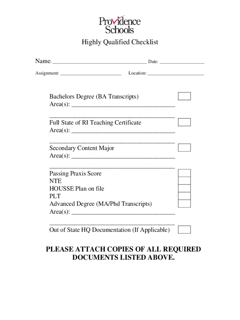 Fillable Online HQ Checklist.doc Fax Email Print - pdfFiller