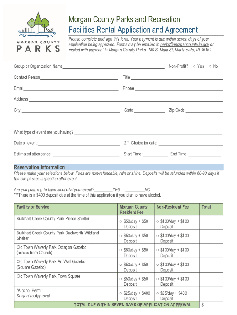 Fillable Online Facilities Rental Application and Agreement Fax Email ...