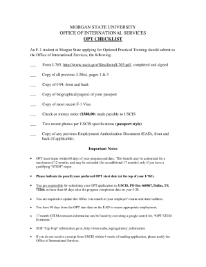 Fillable Online OPT Checklist Form Fax Email Print - pdfFiller