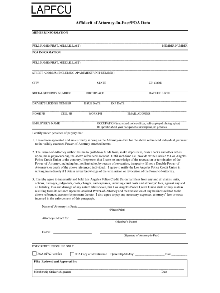 Fillable Online Affidavit Attorney-in-Fact Fax Email Print - pdfFiller