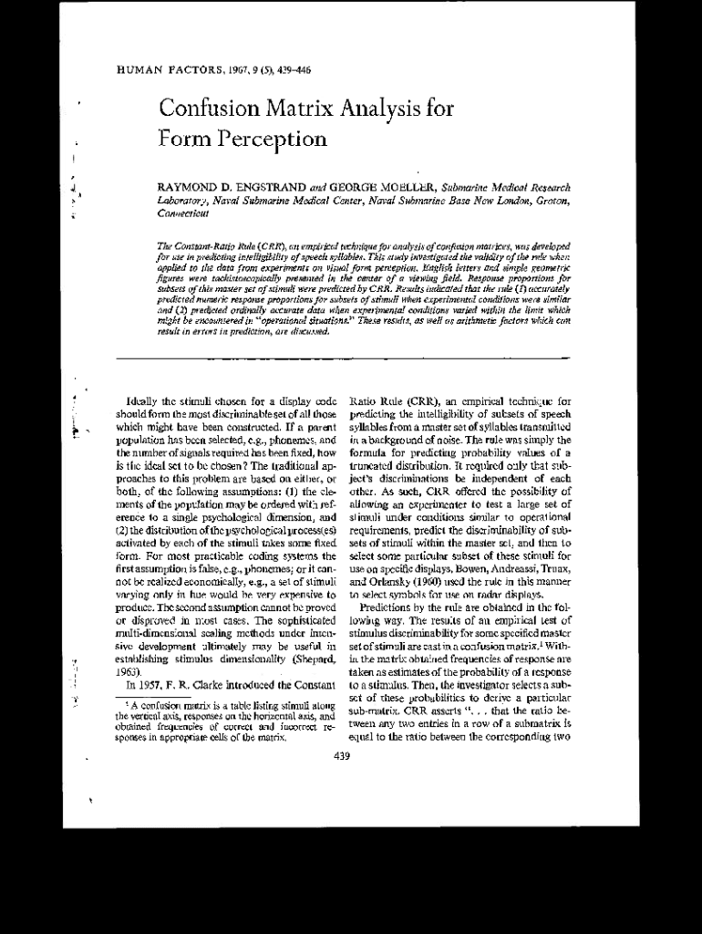 Fillable Online CONFUSION MATRIX ANALYSIS FOR FORM PERCEPTION. The ...