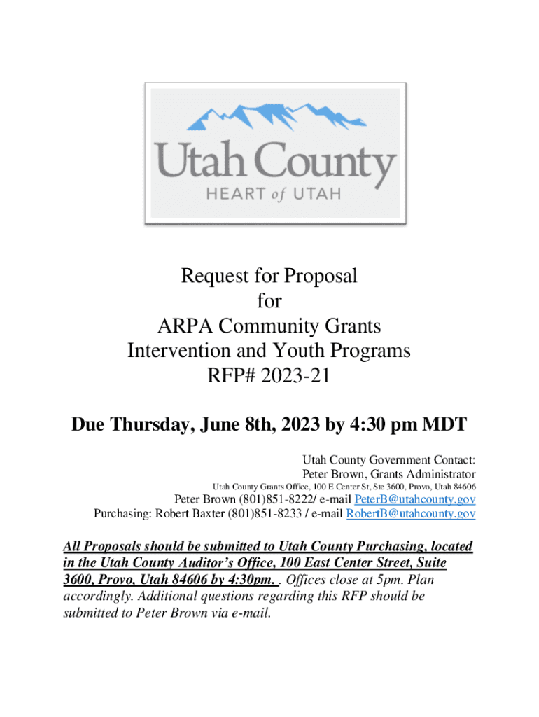 Fillable Online Request for Proposal for ARPA Community Grants ... Fax ...