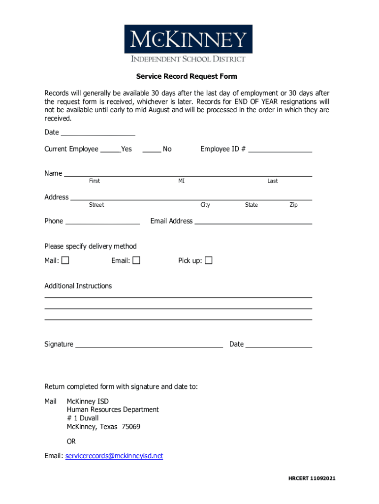 Fillable Online Human Resources / Records Request Form Fax Email Print ...