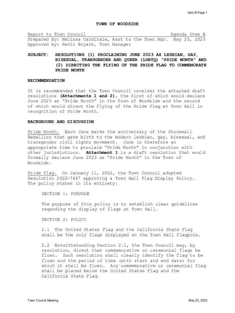 Fillable Online Item B - Pride Month and Flag Request Fax Email Print ...