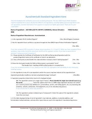 Fillable Online Foodchain Id Standard Ingredient Form Fax Email Print ...
