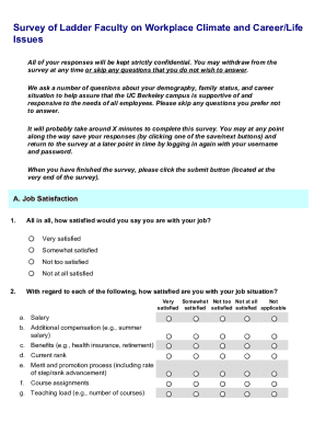 Fillable Online ofew berkeley Survey of Ladder Faculty on Workplace ...