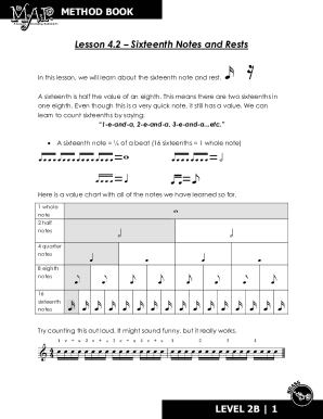 Fillable Online Intermediate Music Note values: Sixteenth notes, dotted ...