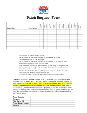 Fillable Online Patch Request Form Rev 1-20 Fax Email Print - pdfFiller