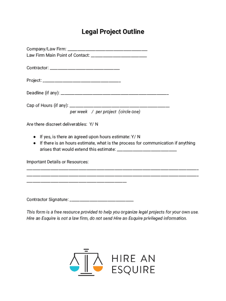 Fillable Online Project Outline Template - 8+ Free Word, Excel, PDF ...