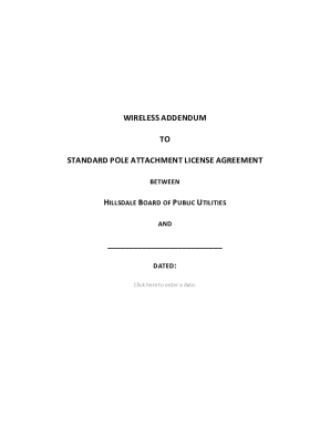 Fillable Online Wireless Addendum to Pole Attachment License Agreement ...