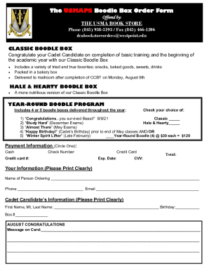 Fillable Online The USMAPS Boodle Box Order Form Fax Email Print ...