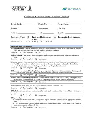 Fillable Online Laboratory Radiation Safety Inspection Checklist A B C ...