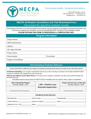Fillable Online NECPA Verification Visit On Hold Request Fax Email ...
