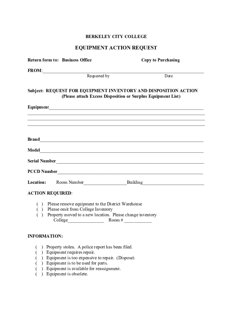 Fillable Online Equipment Inventory Change Request Fax Email Print ...