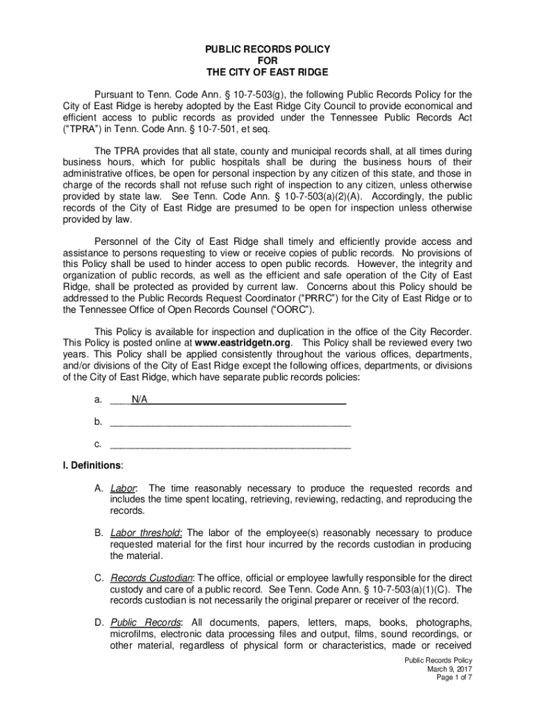 Fillable Online tn public records request response form Fax Email Print ...