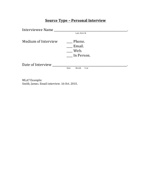 Fillable Online How do I cite a personal interview in MLA or APA format ...