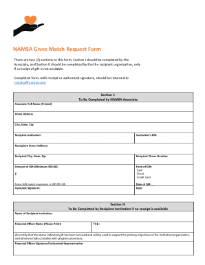 Fillable Online NAMSA Gives Match Request Form Fax Email Print - pdfFiller