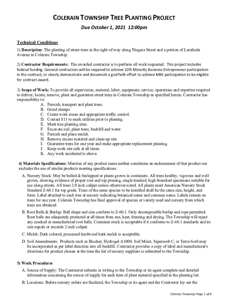 Fillable Online REQUEST FOR PROPOSALS (RFP) STREET TREES for ... Fax Email Print - pdfFiller