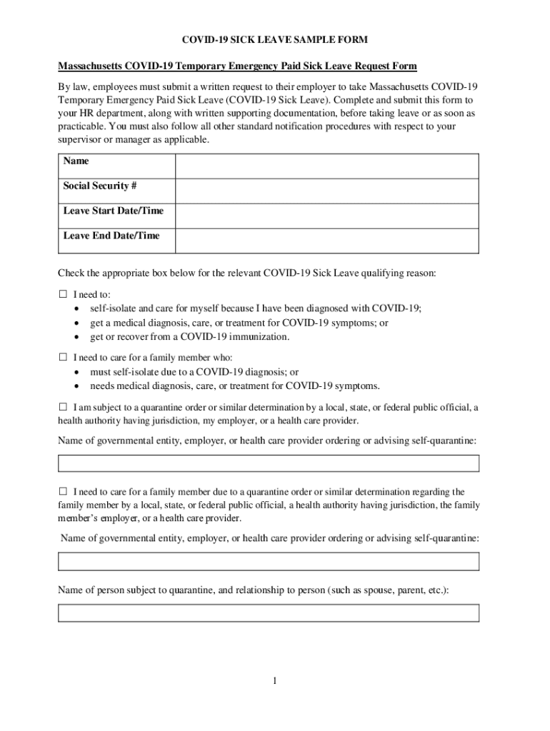 Fillable Online covid-19 sick leave request form 1 Fax Email Print ...