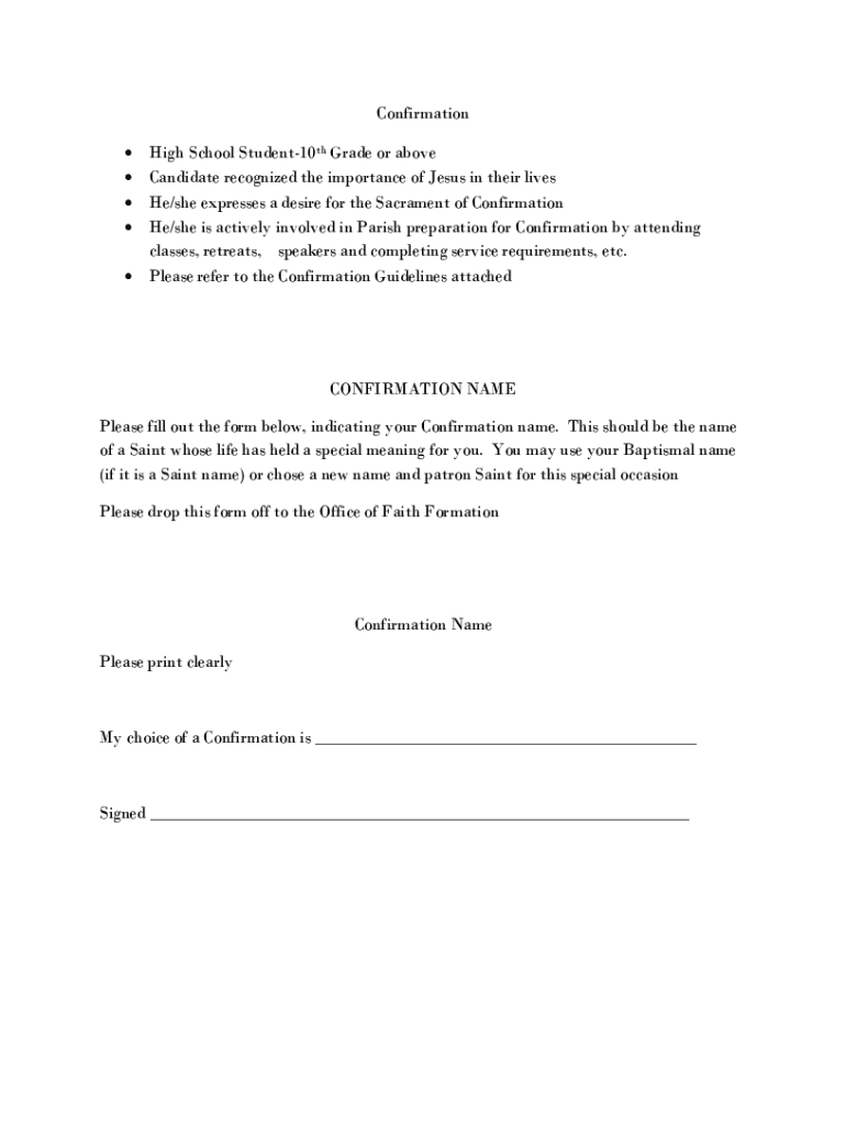 Fillable Online Why do you want to be confirmed? What does it mean ...