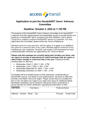 Fillable Online Users Advisory Committee Application Form Fax Email ...