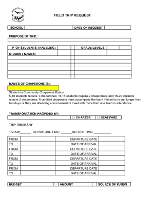 Fillable Online Field Trip Request Form - Heritage High School Fax ...
