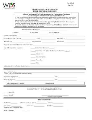 Fillable Online Transportation Field Trip Request Form Instructions ...