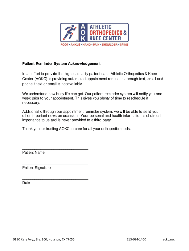Fillable Online Patient Reminder System Acknowledgement Fax Email Print ... Fillable Online Patient Reminder System Acknowledgement Fax Email Print ...