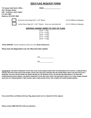 Fillable Online legis wisconsin 2023 FLAG REQUEST FORM Fax Email Print ...