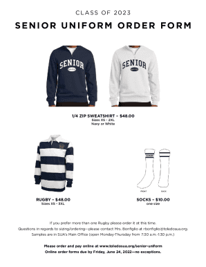Fillable Online SENIOR UNIFORM ORDER FORM Fax Email Print - pdfFiller
