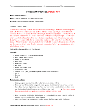 Fillable Online Student Worksheet Answer Key Fax Email Print - pdfFiller