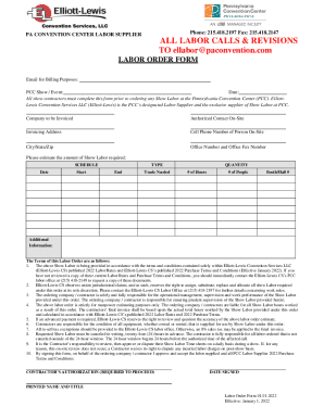 Fillable Online LABOR ORDER FORM Fax Email Print - pdfFiller
