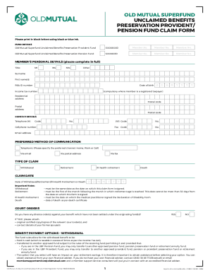 Fillable Online unclaimed-benefits-preservation-provident-claim-form ...