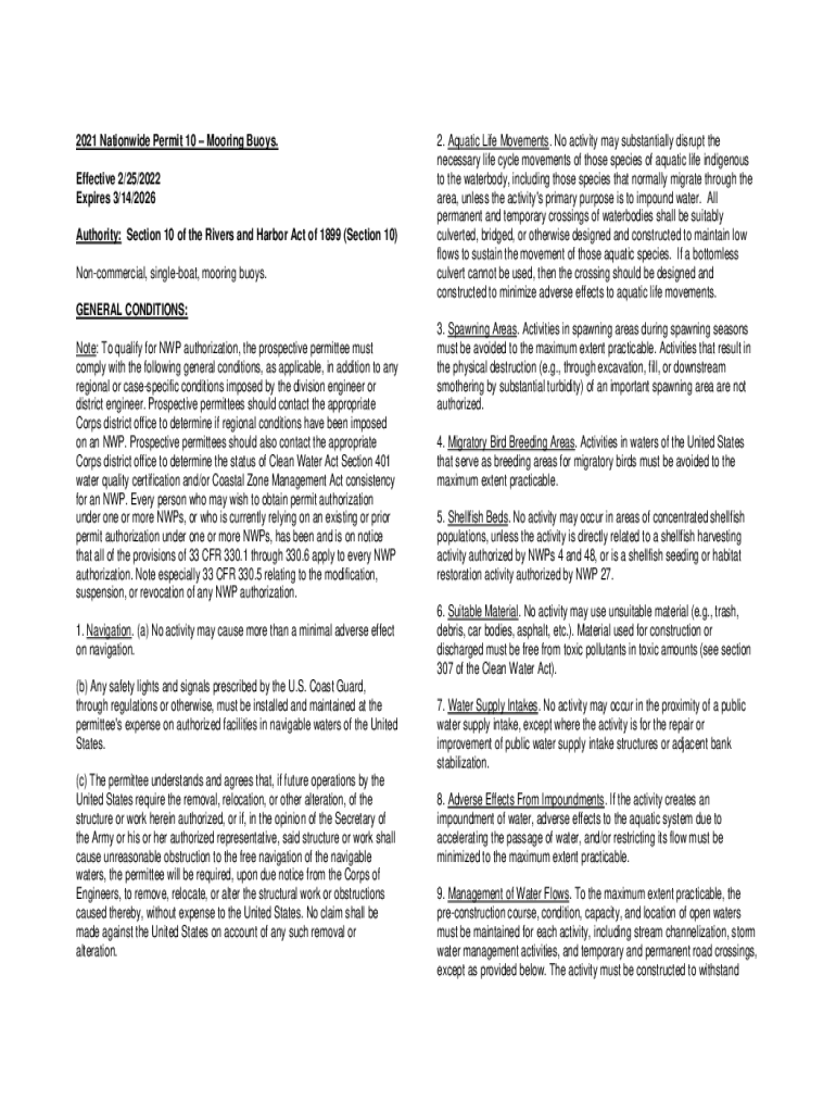 Fillable Online Section 10 of the Rivers and Harbors Appropriation Act ...