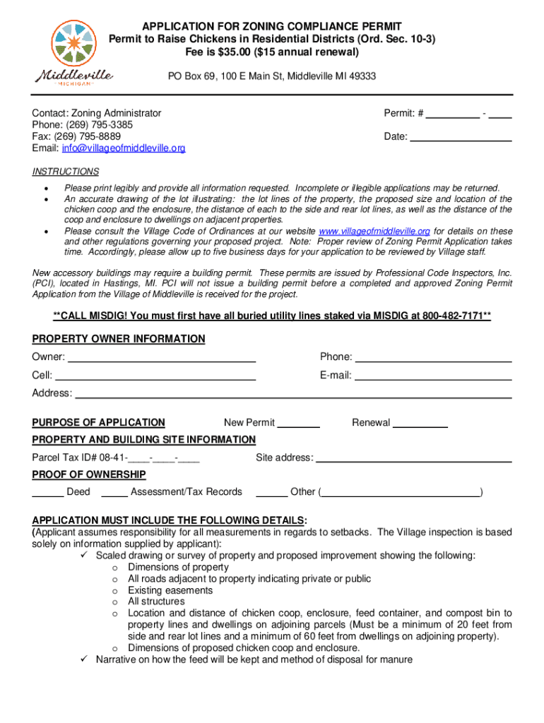 Fillable Online APPLICATION FOR ZONING COMPLIANCE PERMIT ... Fax Email Print - pdfFiller