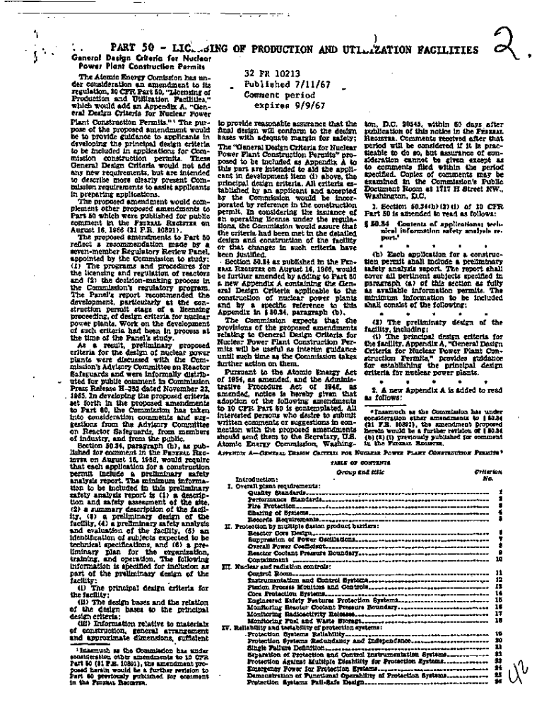 Fillable Online 1967/07/11-Proposed General Design Criteria, 10 CFR ...