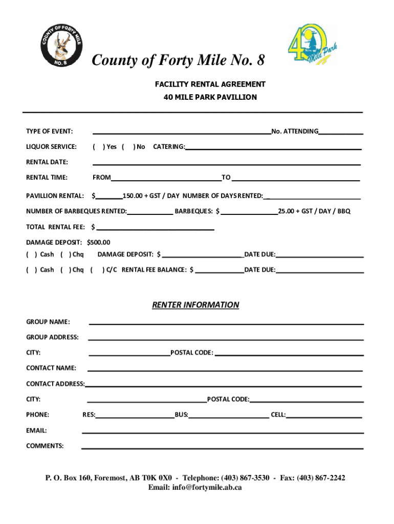 Fillable Online Facility Rental Agreement Template Fax Email Print - pdfFiller