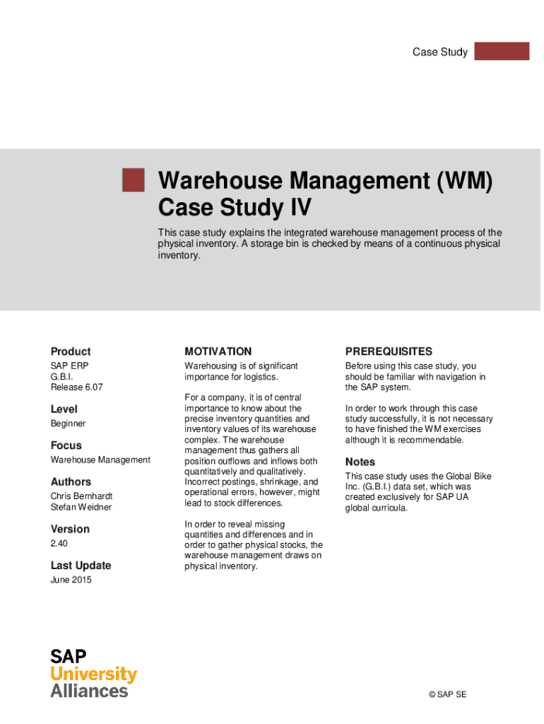 Fillable Online web eng fiu 6. WM II.docx - CASE STUDY Warehouse Management WM II... Fax Email ...