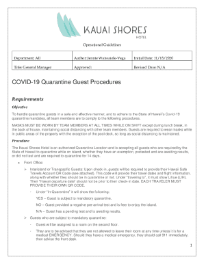 Fillable Online COVID-19 Quarantine Guest Procedures Fax Email Print - pdfFiller