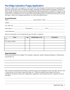 Fillable Online Puppy application Form Fax Email Print - pdfFiller