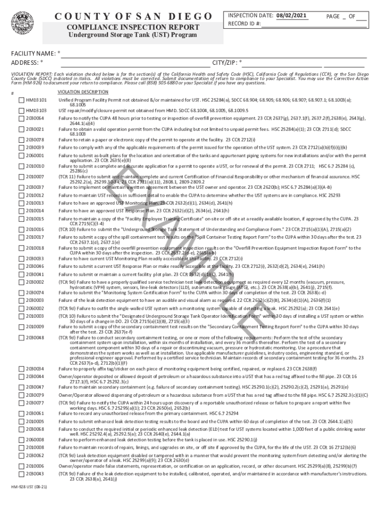 Fillable Online DEH CUPA Inspection eForm (See UPFP page footer for ...