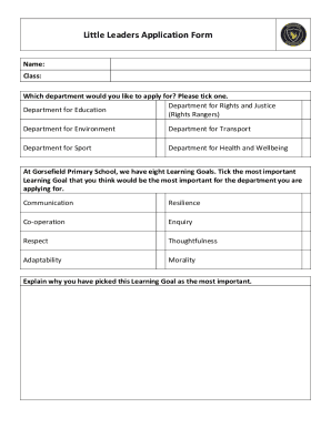 Fillable Online Little Leaders Application Form Fax Email Print - pdfFiller